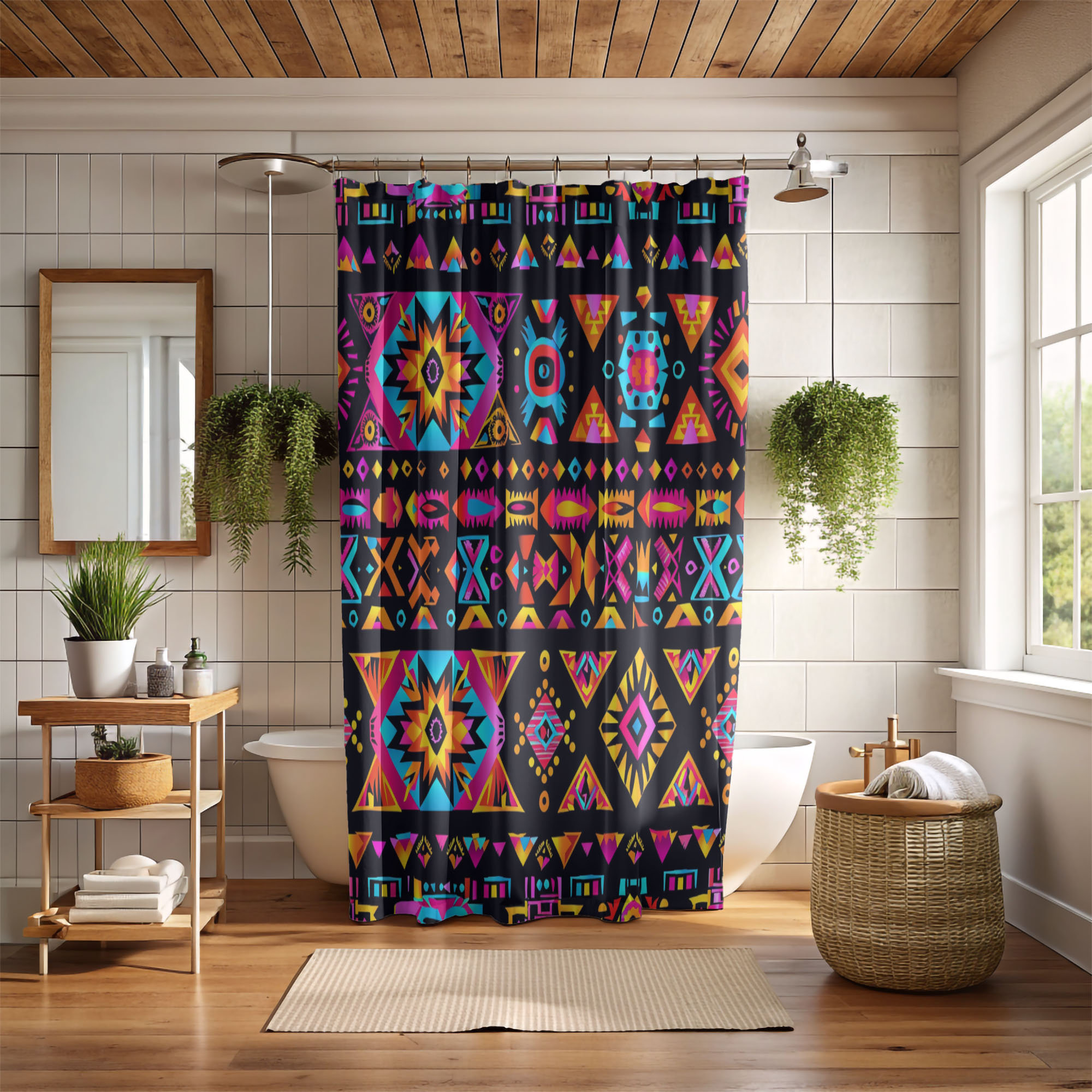East Urban Home Bold Aztec Designs - 1 Piece Standard Shower Curtain ...