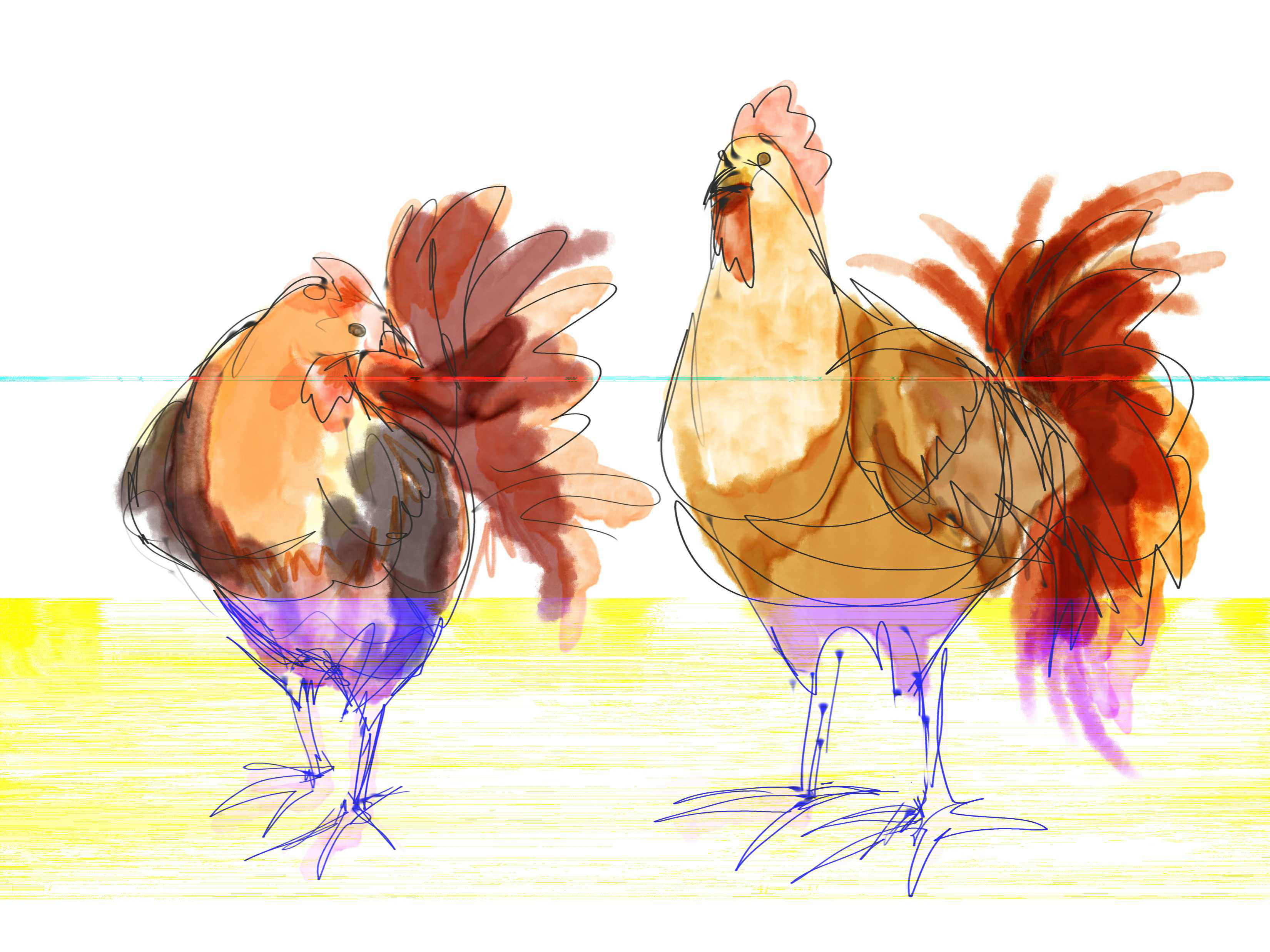 August Grove® Rooster Buds - Wrapped Canvas Print | Wayfair