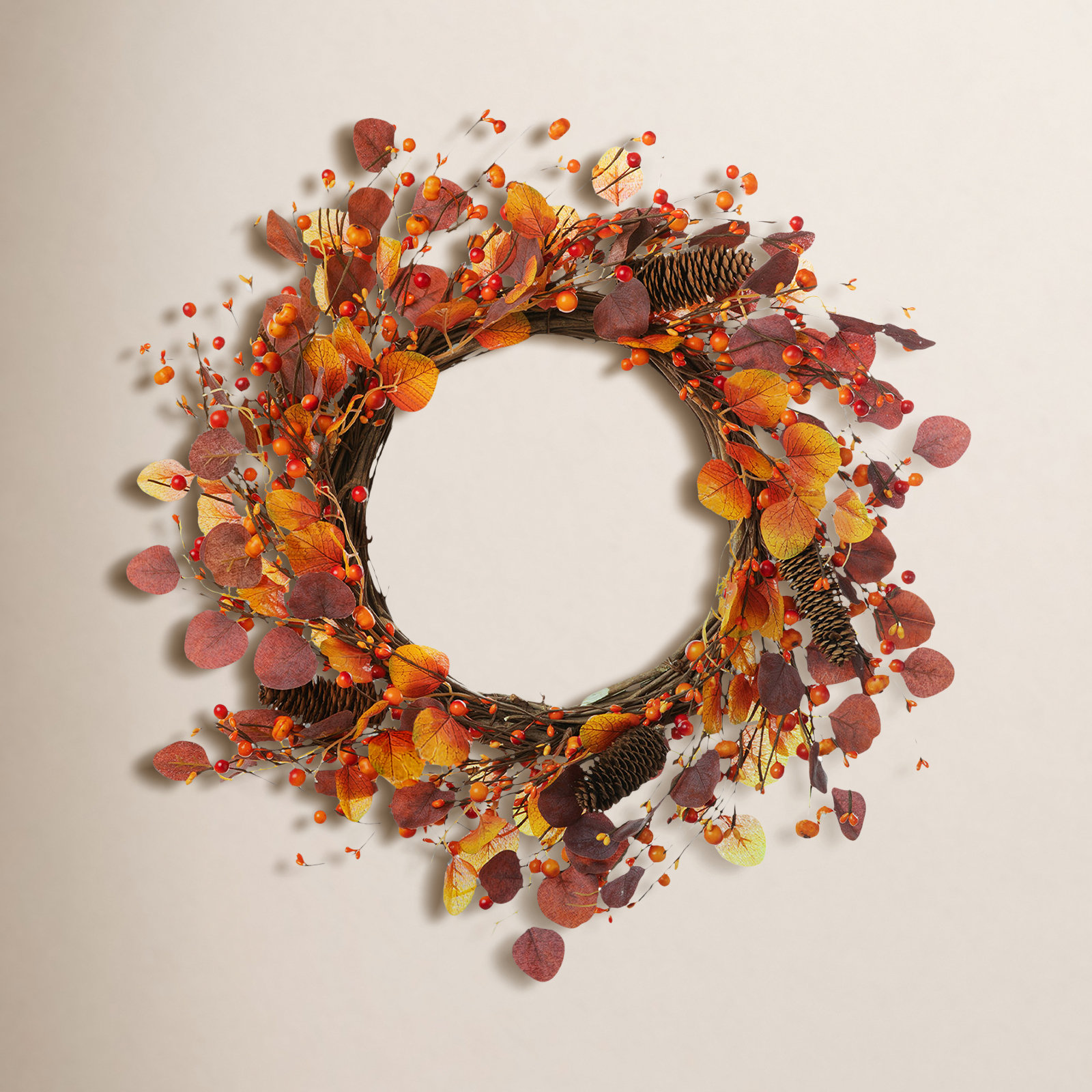 Primrue 22" Faux Eucalyptus & Berry Fall Wreath & Reviews | Birch Lane