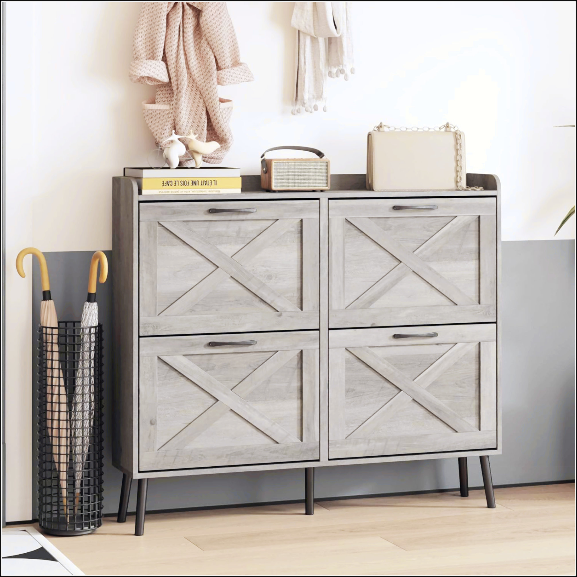 MaMa Large Shoe Cabinet With 4 Flip Drawers | Wayfair