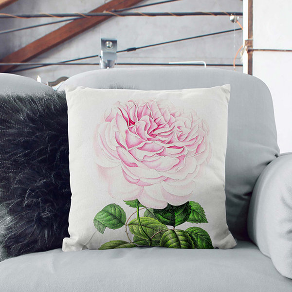East Urban Home Illustration of a Pink Rose Cushion with Filling ...