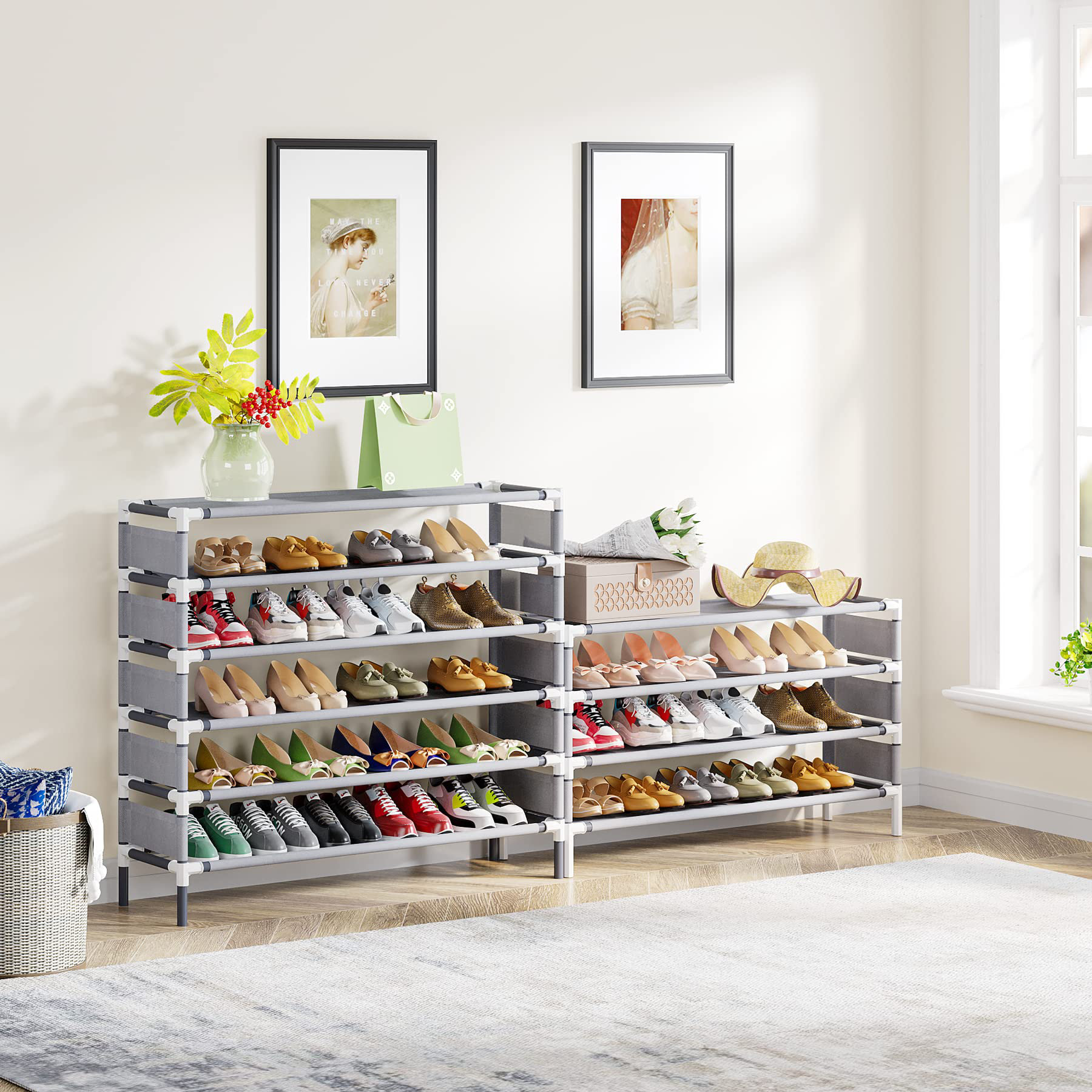 Rebrilliant Upgraded 10-Layer Shoe Rack, High Shoe Storage Rack, Can ...