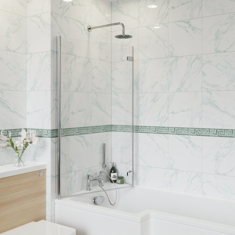 Belfry Bathroom Wheaton 1400mm H Pivot Semi-Frameless Bath Screen with ...