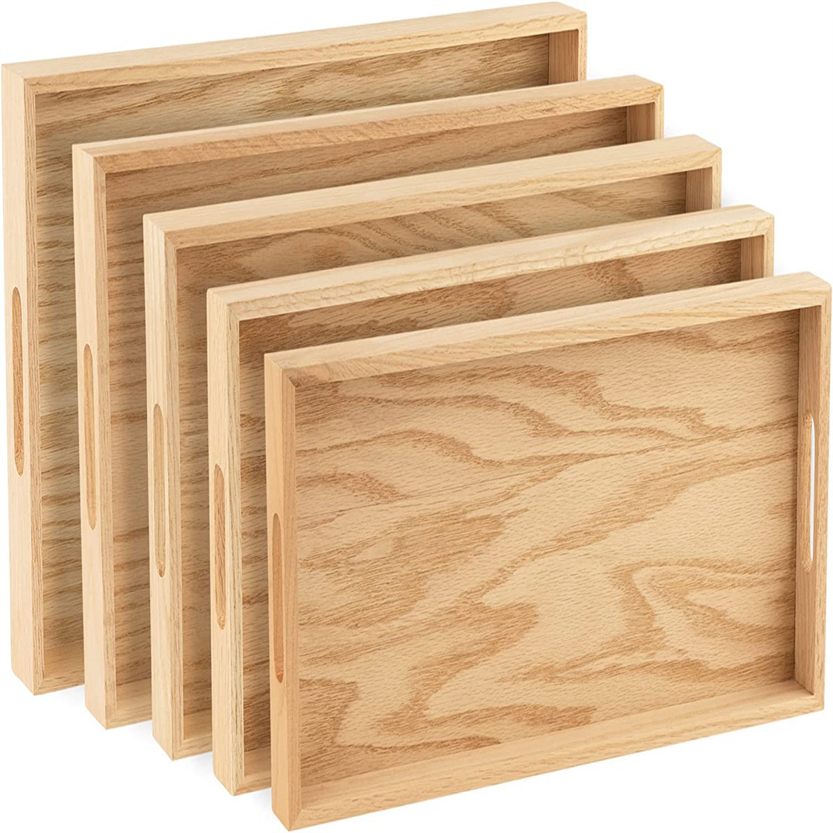 Millwood Pines Five Piece Set Of Rectangular Shape Wood Trays For ...