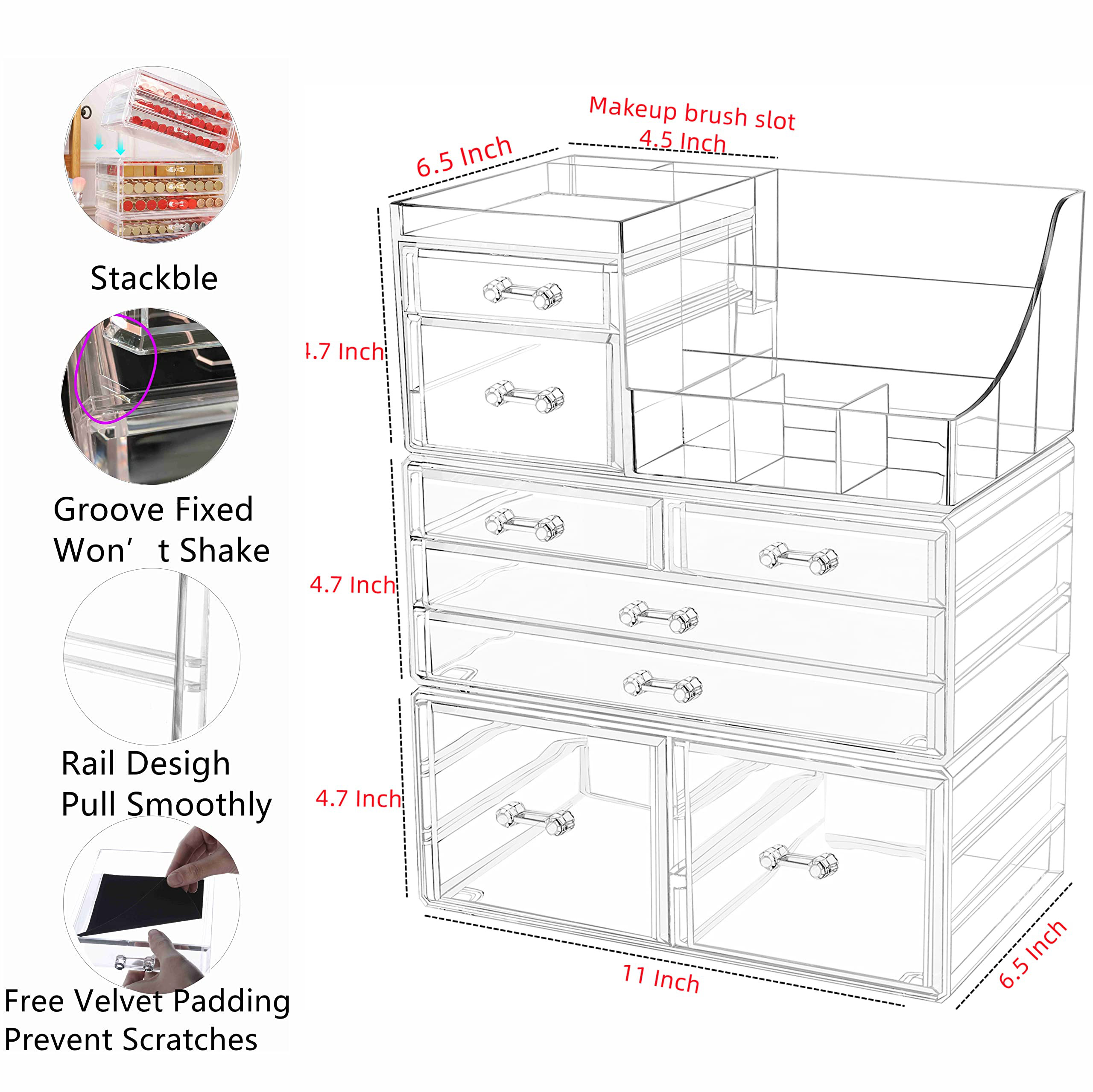 Rebrilliant Makeup Organizer Bathroom Organizers And Storage With 8 ...