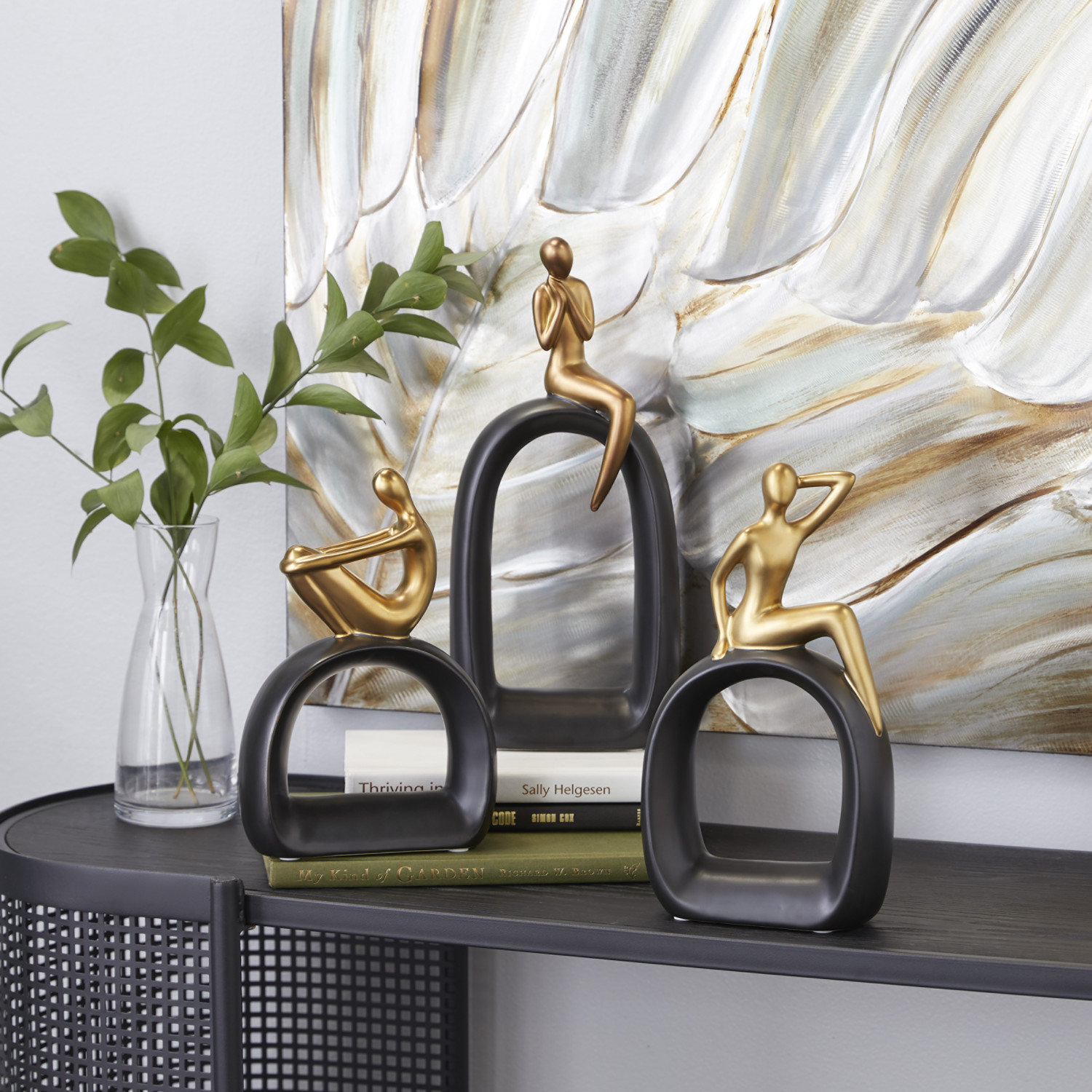 Cosmoliving By Cosmopolitan Set Of 3 Silver Sculpture 13", 11", 10"H ...