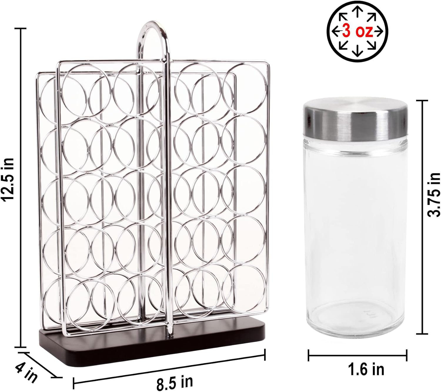 George Oliver 20 Jar Chrome Wire Spice Rack With Bamboo Base | Includes ...