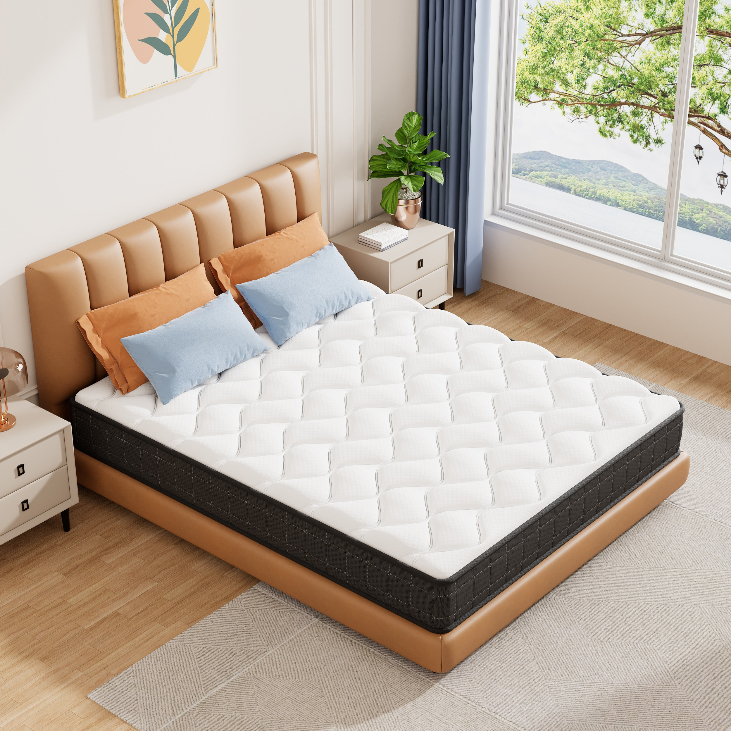 Alwyn Home 6 Inch Hybrid Mattress Bed in a Box, Memory Foam and ...