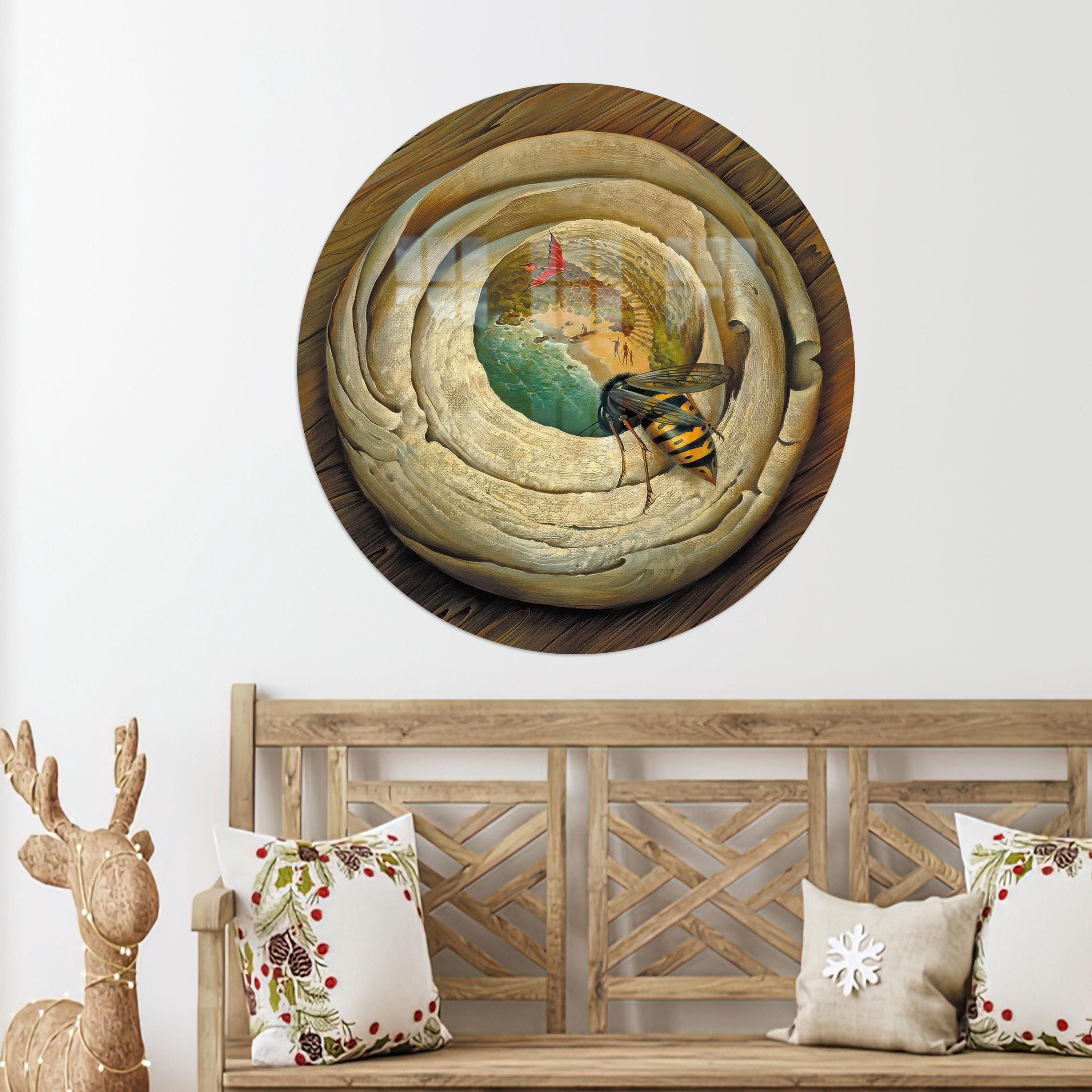 Hokku Designs Surreal Bee Wall Art Glass Print Reproduction For A ...