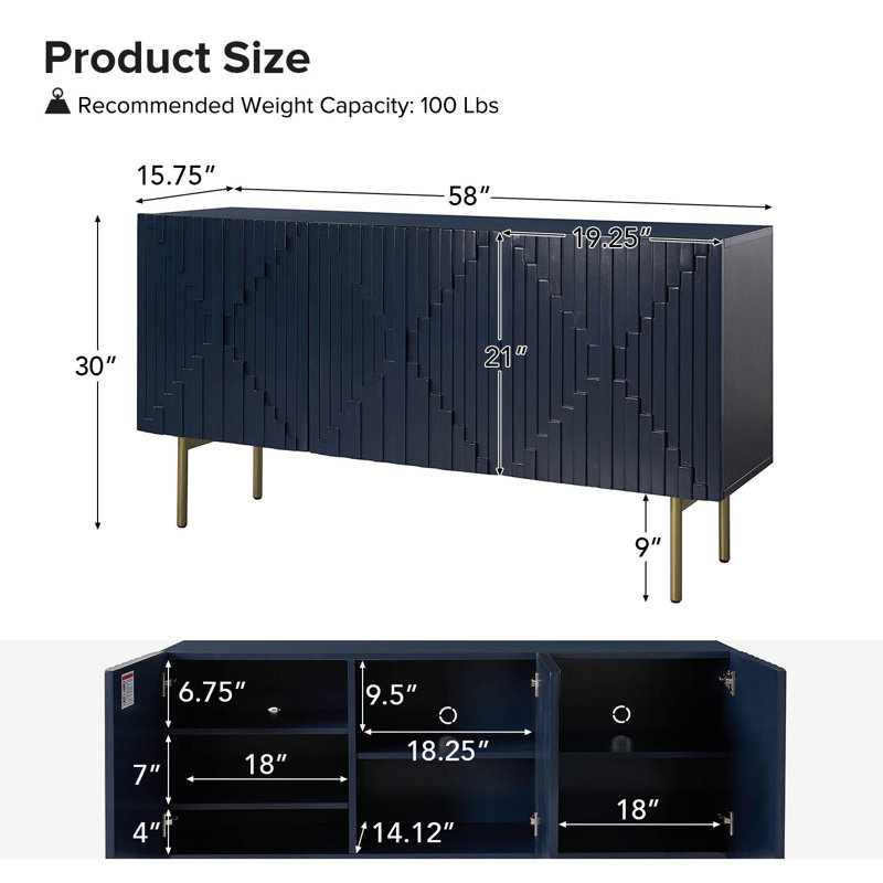 Willa Arlo™ Interiors Guilford 58" Wide Modern Geometric Pattern And ...