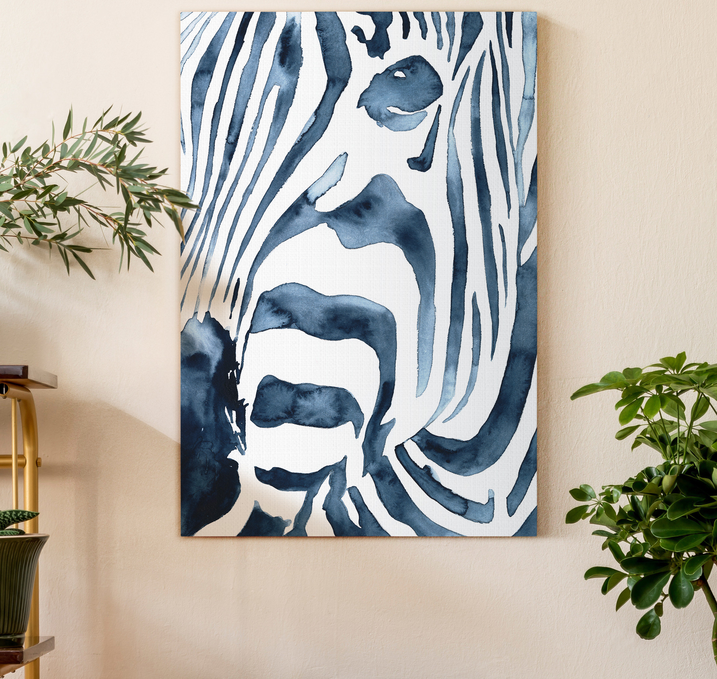 Wrought Studio Indigo Zebra II - Wrapped Canvas Print | Wayfair