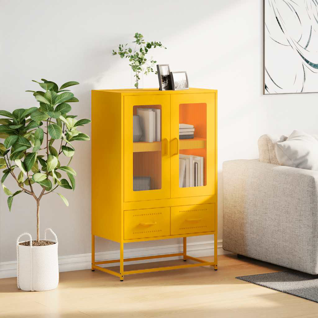 Latitude Run Highboard Mustard Yellow 68X39x111.5 Cm Steel | Wayfair.co.uk