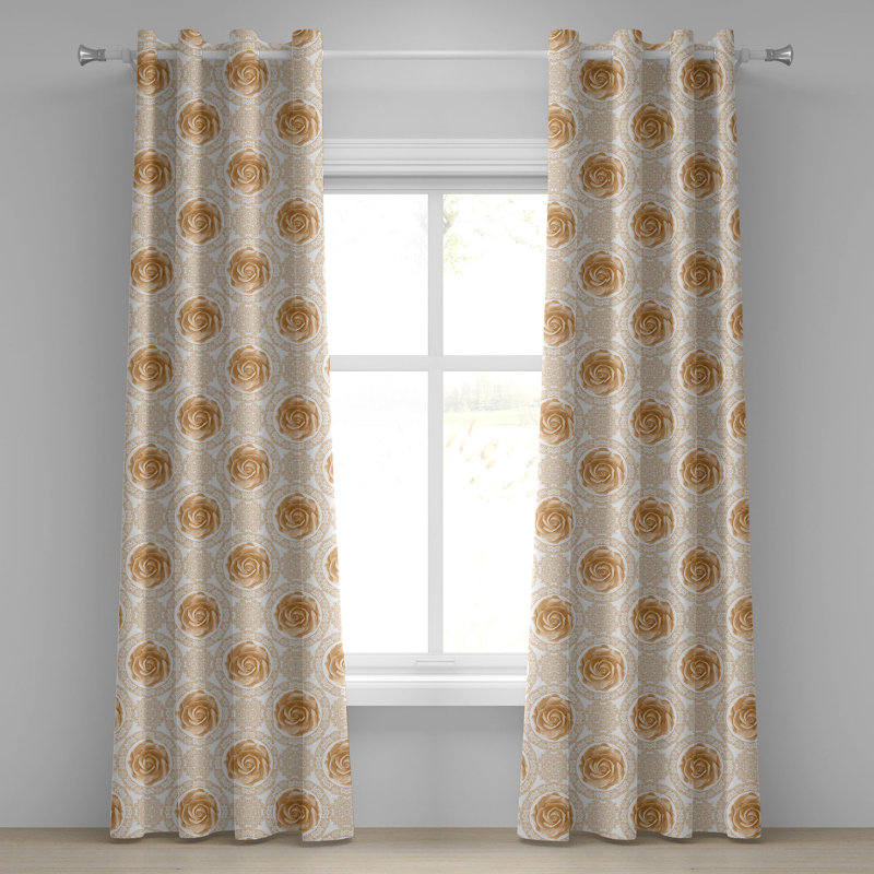 Latitude Run® Floral Grommet Curtain Decorative 2-Panel Window Drapes ...