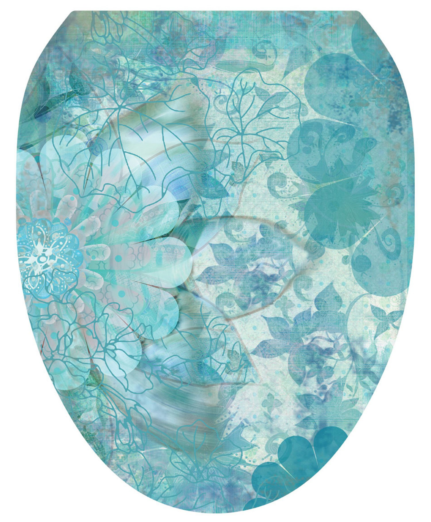 Toilet Tattoos Floral Haze Toilet Seat Decal – Reusable Static‑Cling Vinyl for Round & Elongated ...