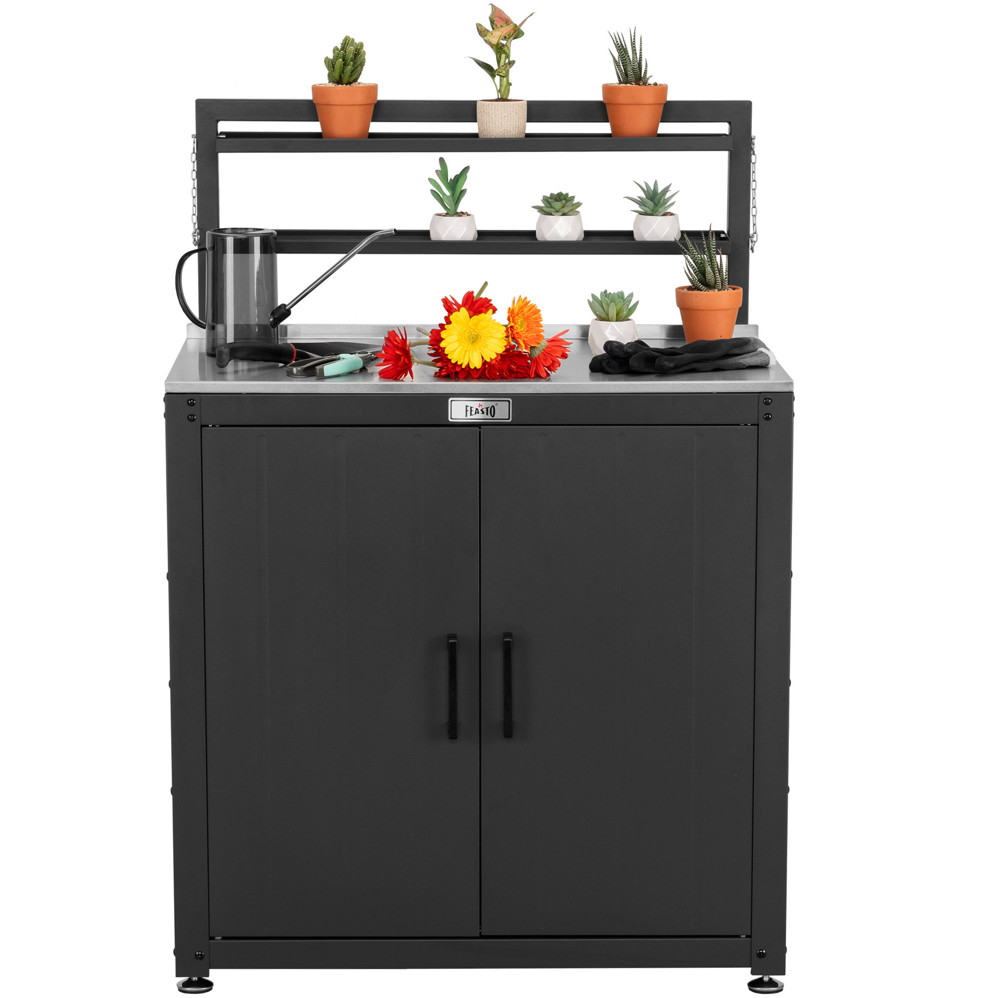 Feasto Garden Potting Bench with Storage Cabinet,Outdoor Gardening ...