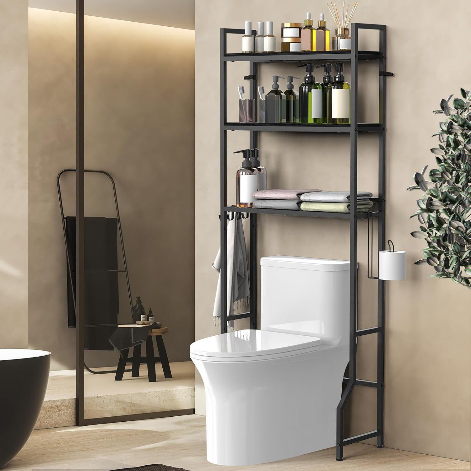 NIHAISHI 3-Tier Over Toilet Bathroom Storage Rack | Wayfair