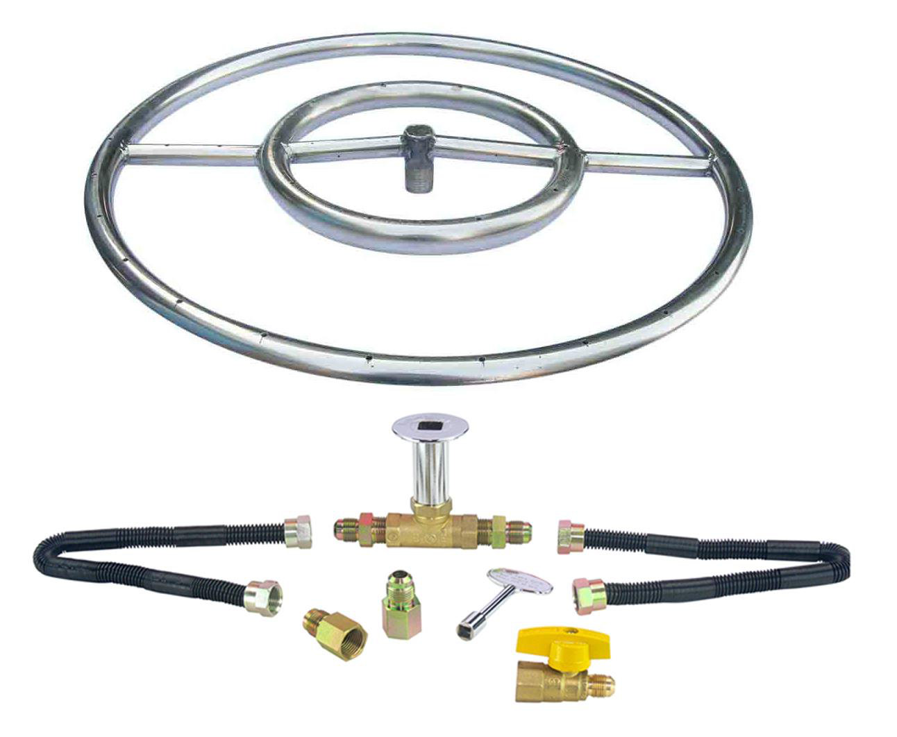 Dreffco Stainless Steel Fire Pit Burner Ring with Deluxe Natural Gas ...