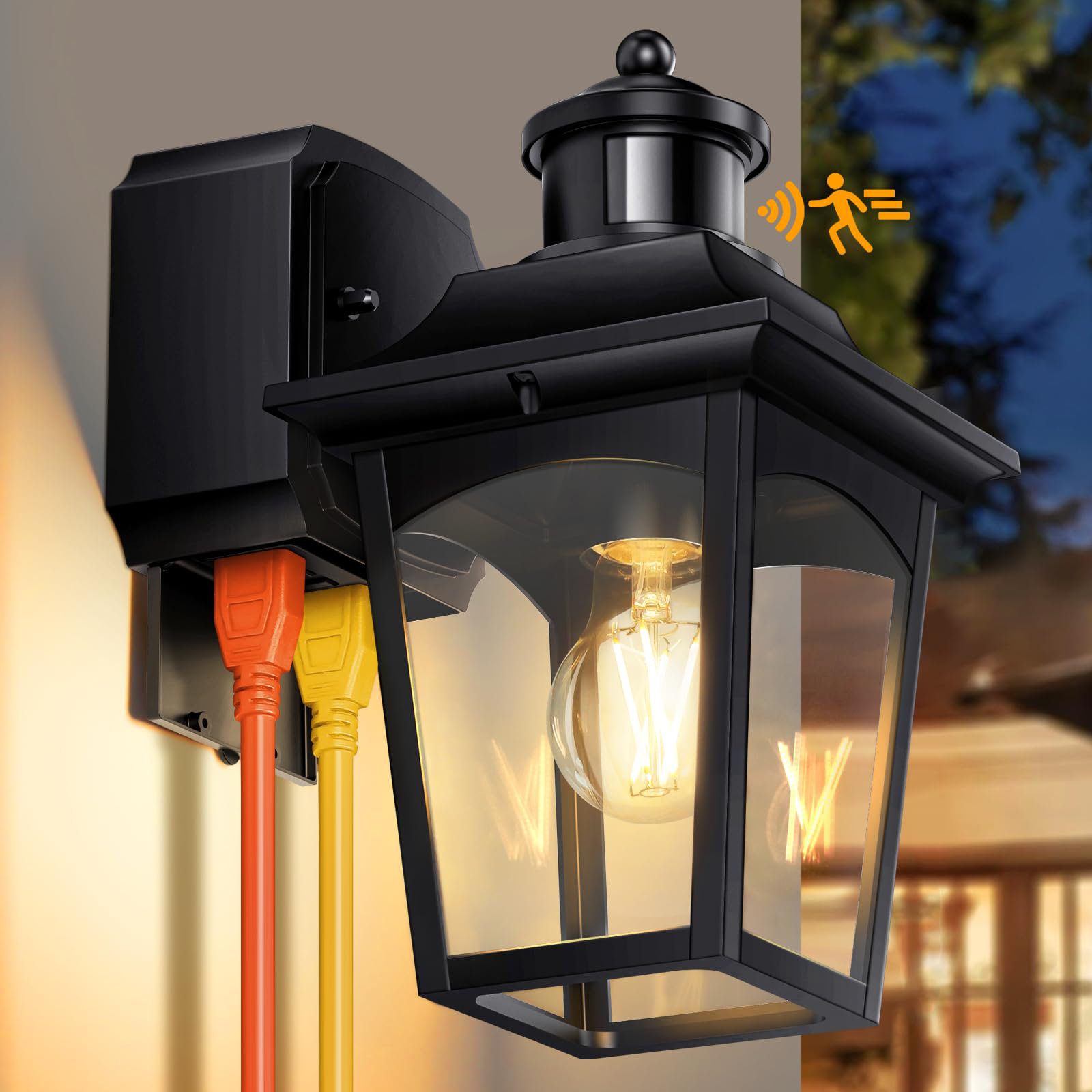 Winston Porter Motion Sensor Outdoor Lights With GFCI Outlet, Dusk To ...