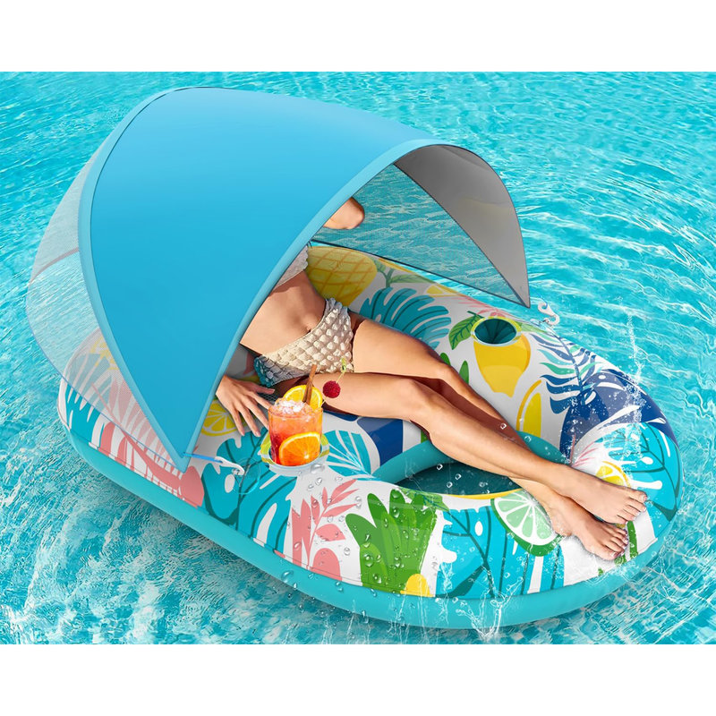 Kovity Inflatable Pool Floats with Canopy,Pool Chair Lounge Float Raft ...
