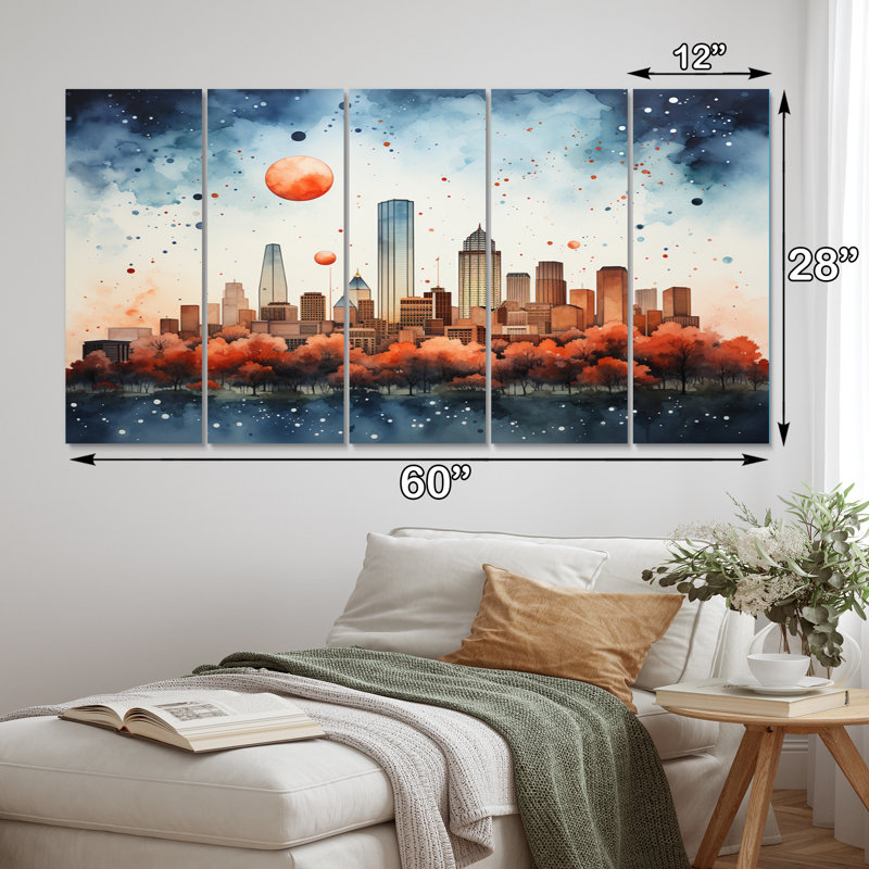 Ebern Designs Cityscape Symphony - Sky Metal Wall Decor Set | Wayfair