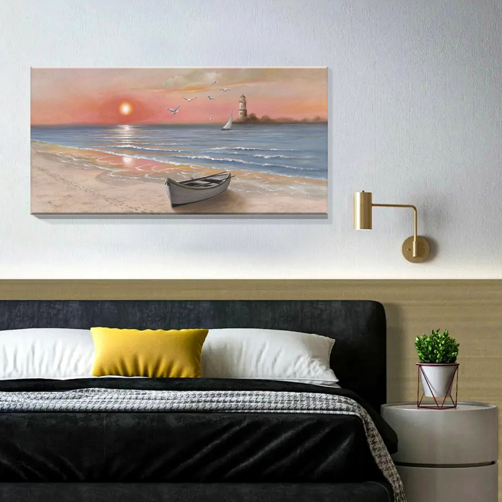 Breakwater Bay Stranded Boat on Canvas Painting | Wayfair