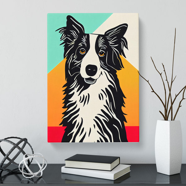 Marlow Home Co. CAN-V0523-286X Border Collie Pop Art - Wrapped Canvas ...