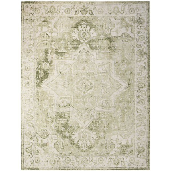 Bungalow Rose Haydel Machine Washable Area Rug in Ivory & Reviews | Wayfair