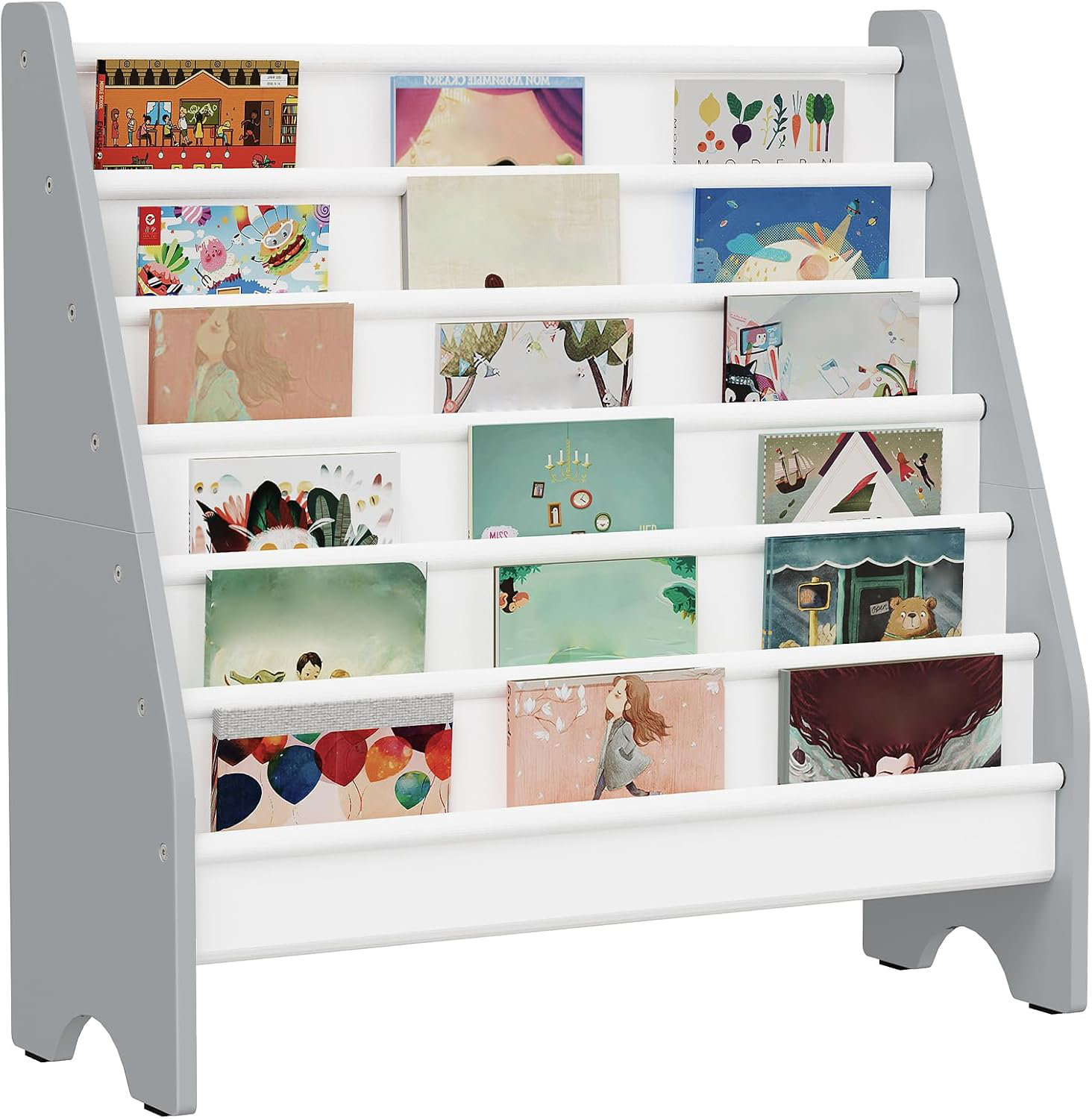 Harriet Bee 6-Tier Kids Bookshelf, Kids Sling Bookcase, Magazine And ...