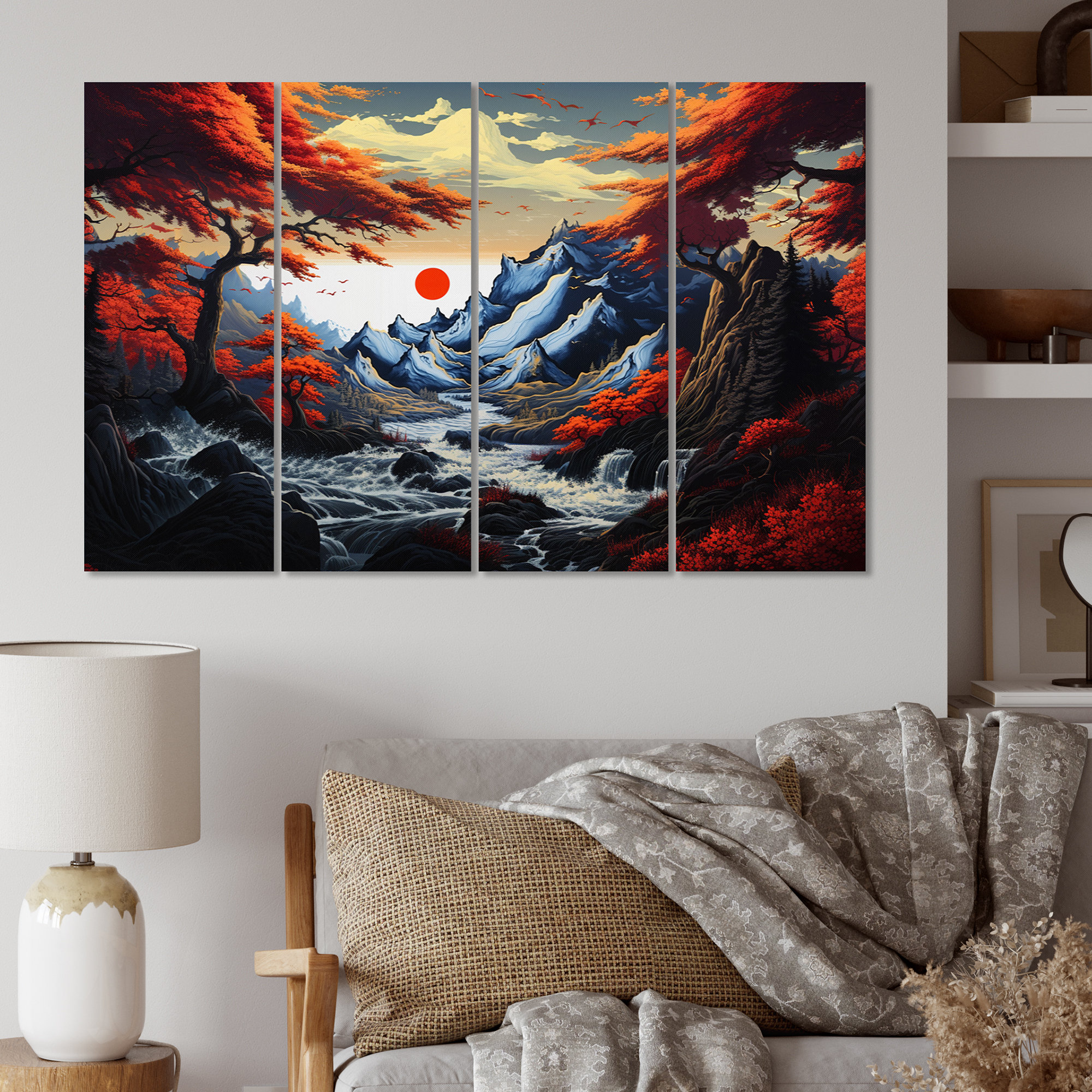Design Art Charming Asian Sceneries - Chinese Metal Wall Decor Set ...