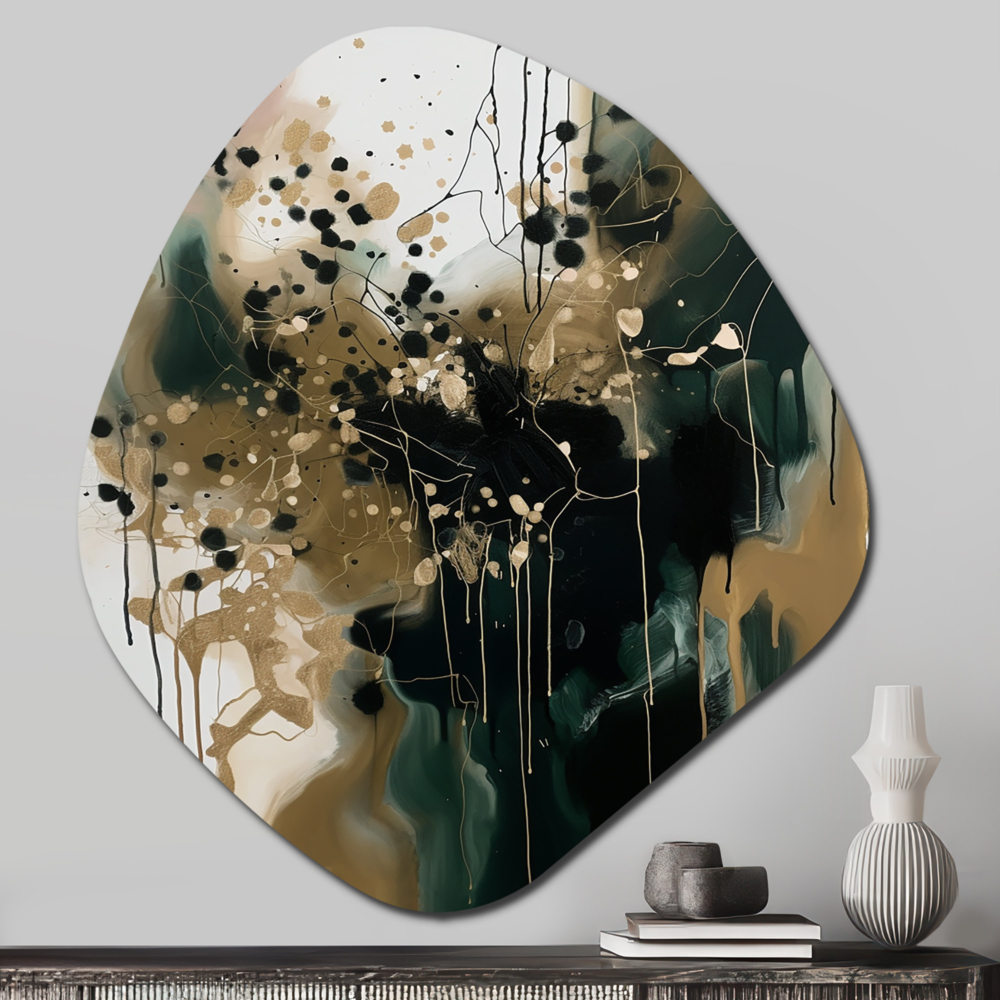 Ivy Bronx Black Abstracted Realities - Abstract Nebula Shape Metal Wall ...