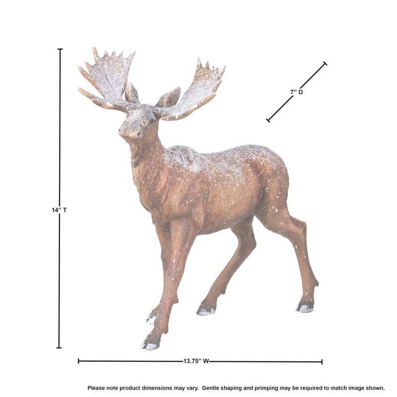 Millwood Pines 14" Resin Standing Moose With Frosted Head | Wayfair