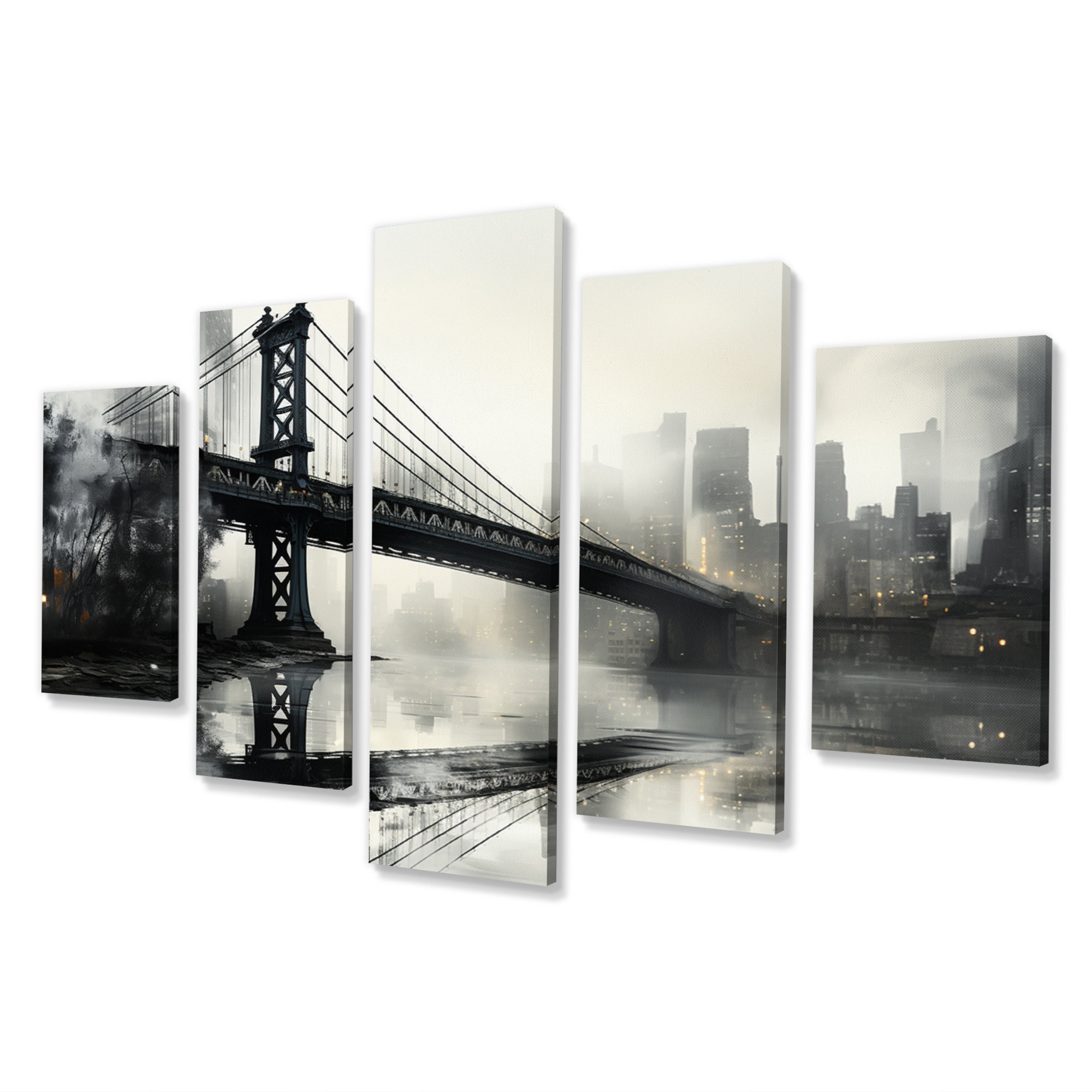 Design Art Grey Bridge Urban Connection Charcoal I - Architecture Wall ...