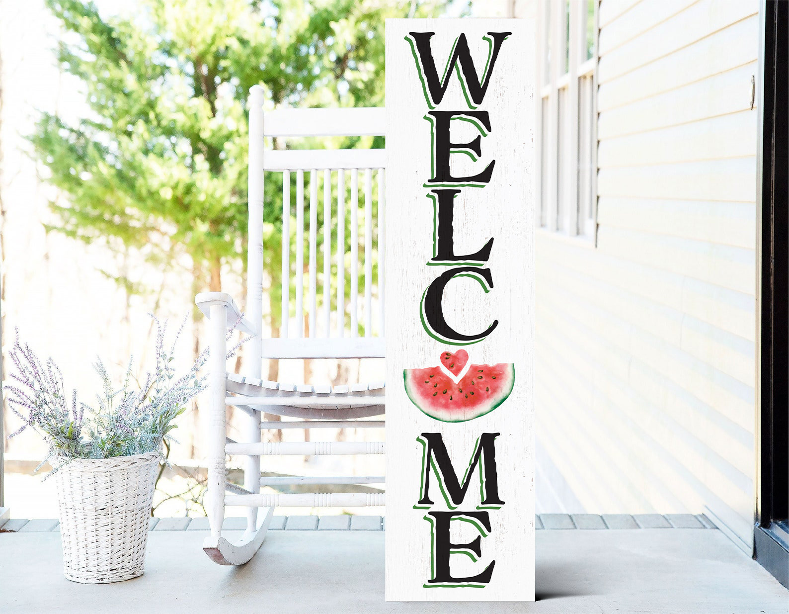 The Holiday Aisle® 36in Welcome Sign with Watermelon Pattern - Front ...