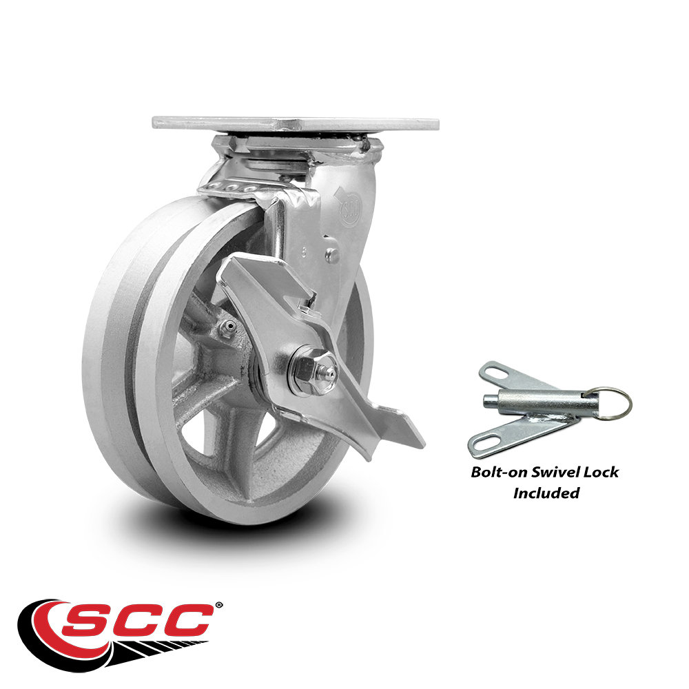 Service Caster V Groove Semi Steel Caster with Ball Bearing and Brake ...
