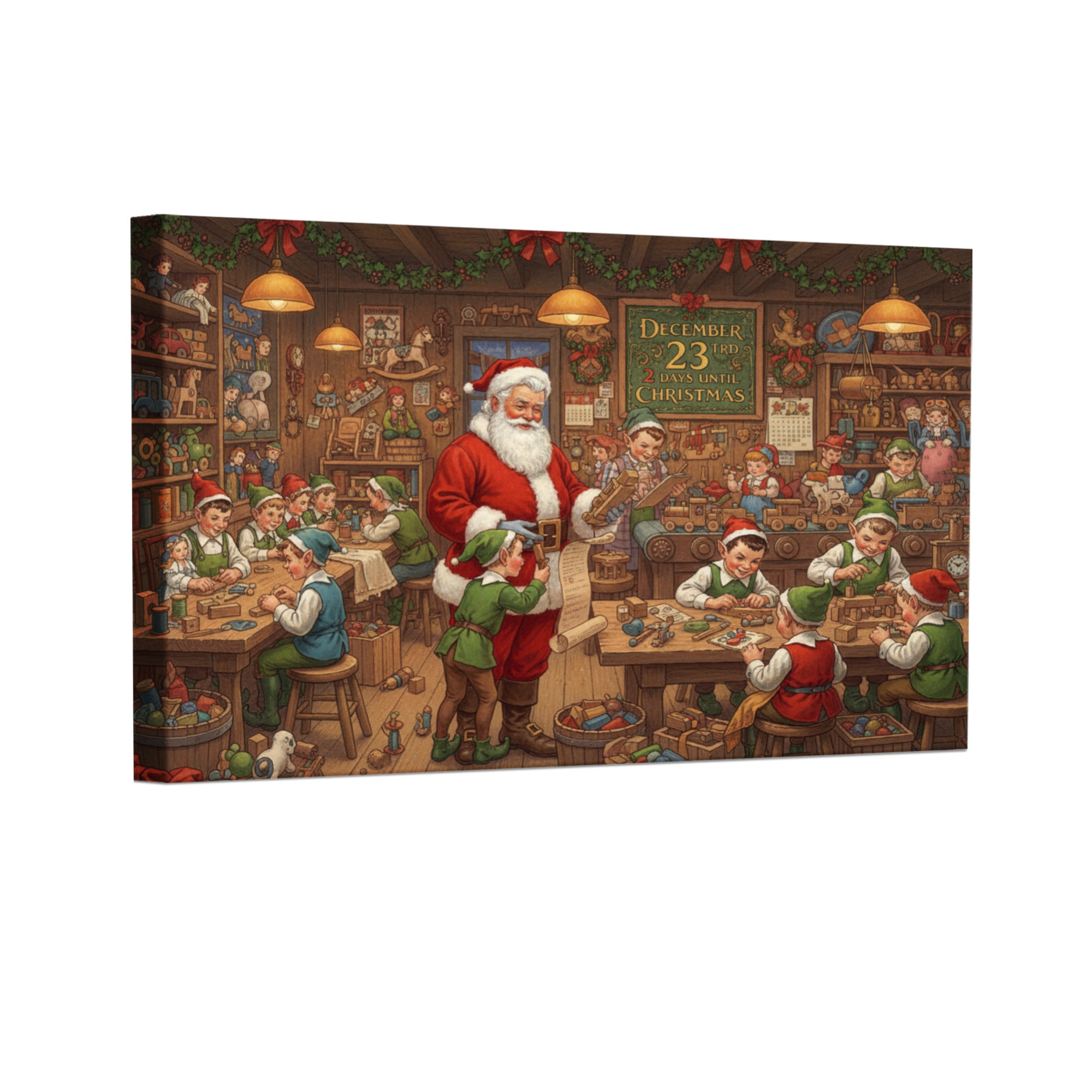 Charlton Home® Christmas Santa Claus Workshop Elves Crafting Toys Set ...