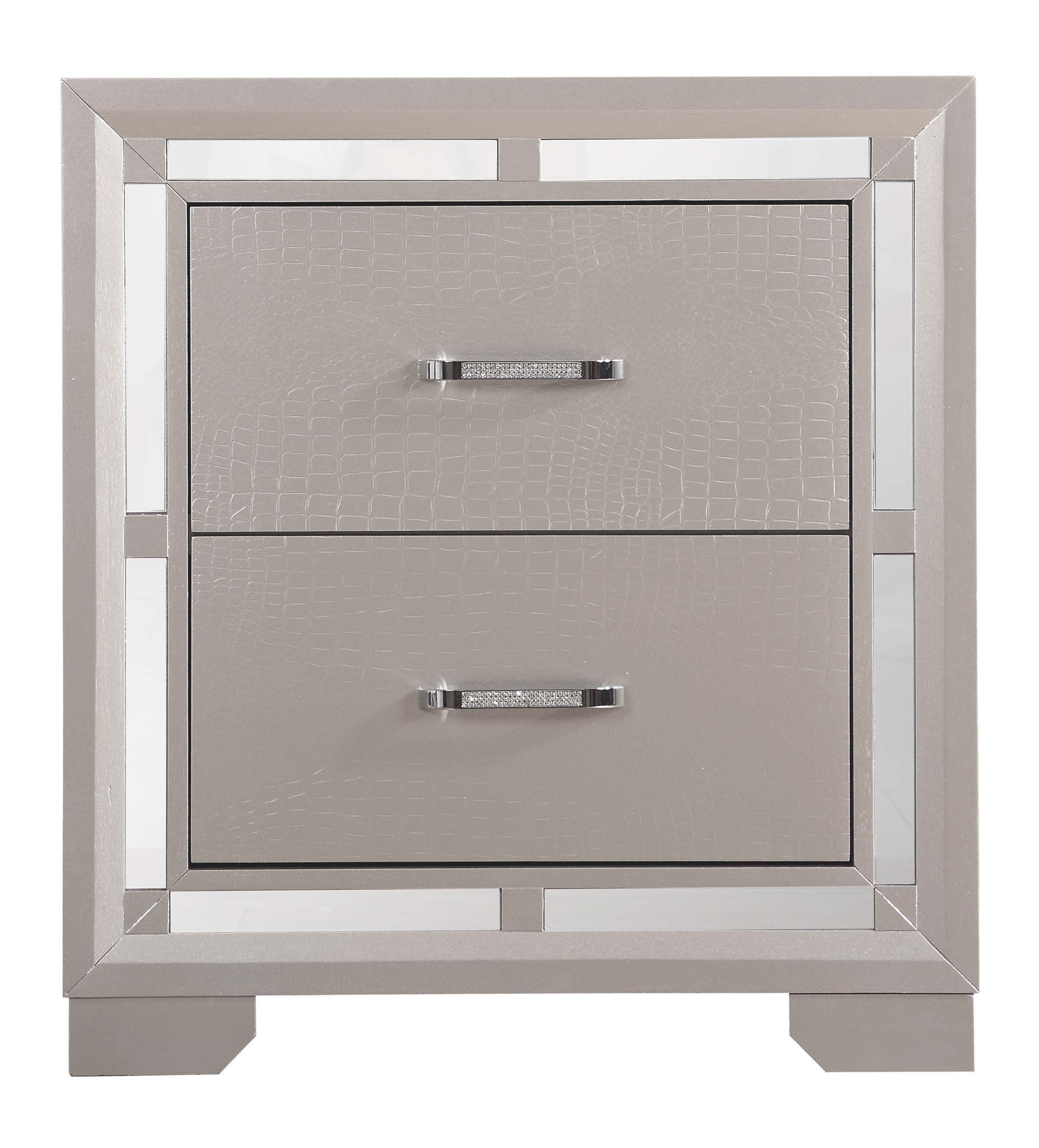 Everly Quinn Elegant Silver Champagne Nightstand | Wayfair