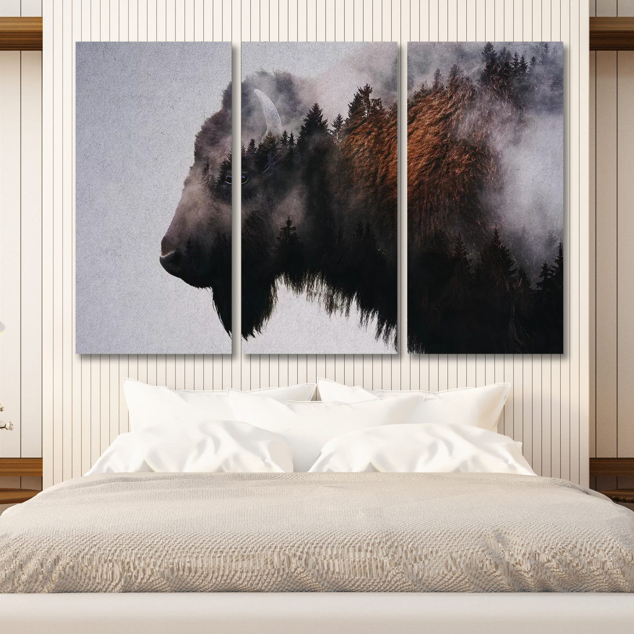 Millwood Pines Bison On Canvas by Andreas Lie Gallery-Wrapped Canvas ...