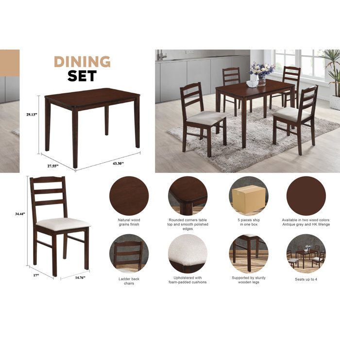 Winston Porter Jakarie 5 - Piece Dining Set & Reviews | Wayfair