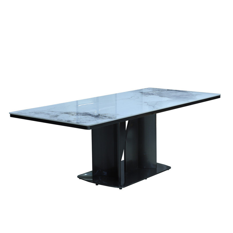 Orren Ellis 70.87" Modern Dining Table - Chanel Marble-Look Stone Top ...