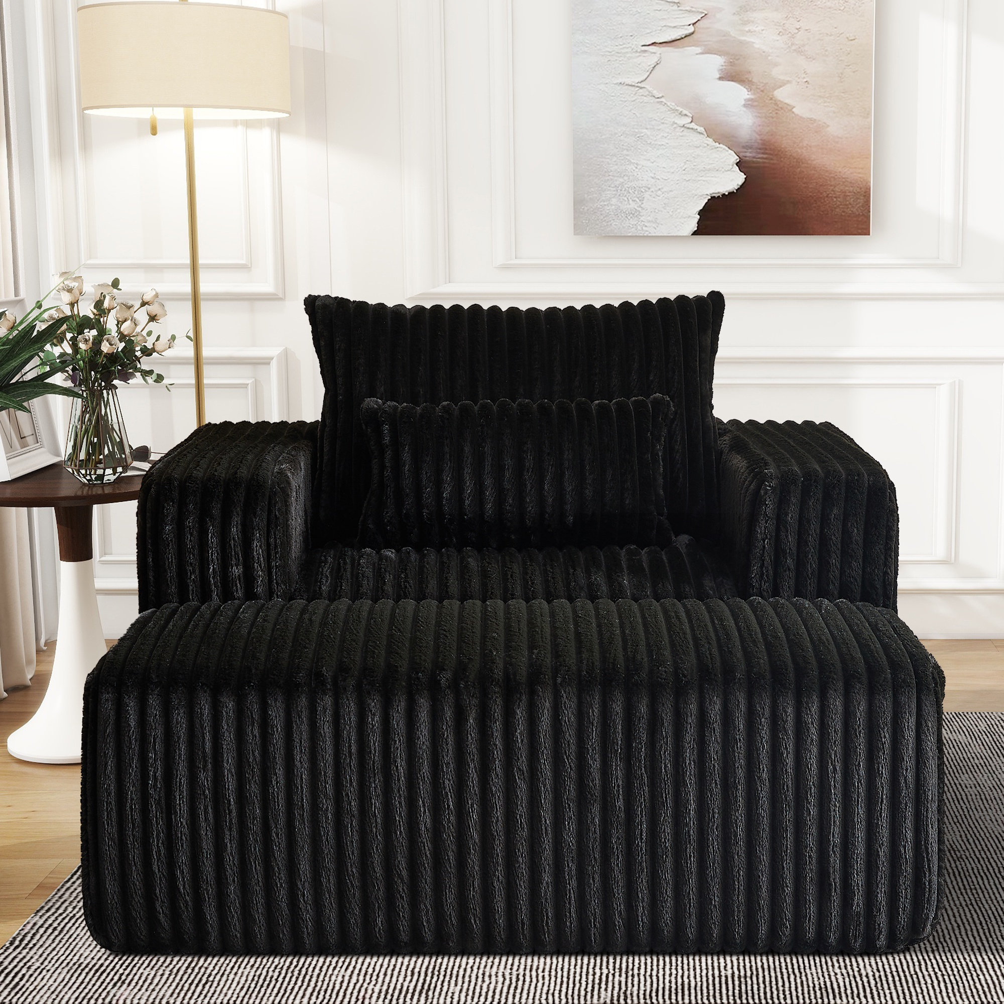 Latitude Run® 62.5" Oversized Chaise Lounge Indoor With Ottoman, No ...