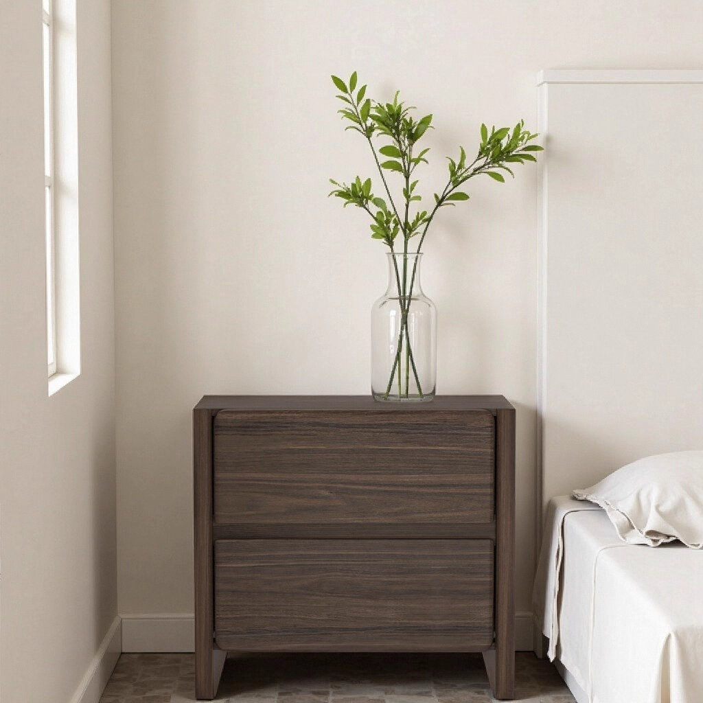 Latitude Run® Linda 24" Modern Walnut Brown Nightstand with 2 Drawers ...