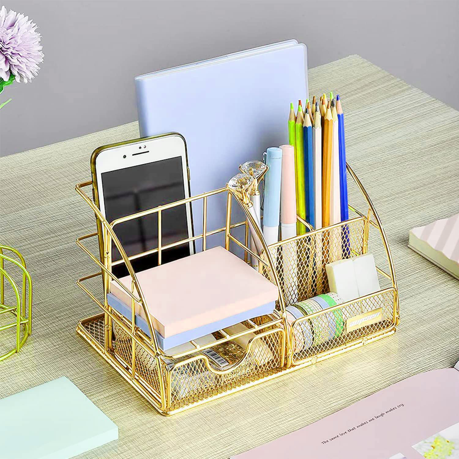 Mercer41 Gold Acrylic Office Desk Organizer Set - 12 Pieces With ...