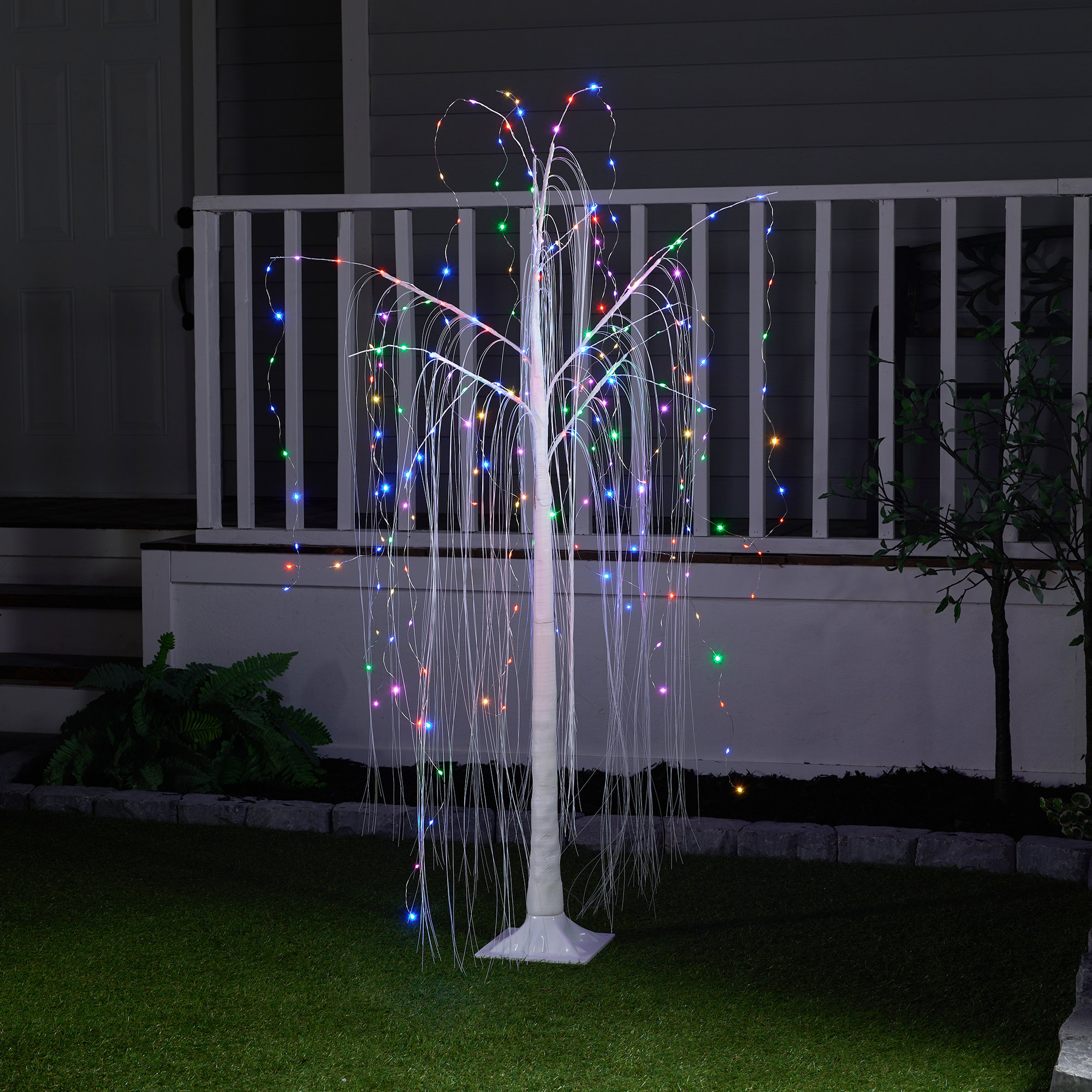 Hi-Line Gift Ltd. 59in White Willow Tree with 216 RGB LED Lights ...