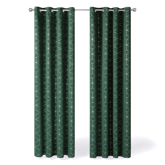 Deconovo Silver Diamond Pattern Curtain Pair | Wayfair