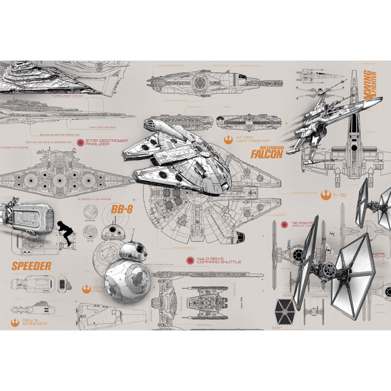 Star Wars Blueprints Wall Mural & Reviews | Wayfair.co.uk