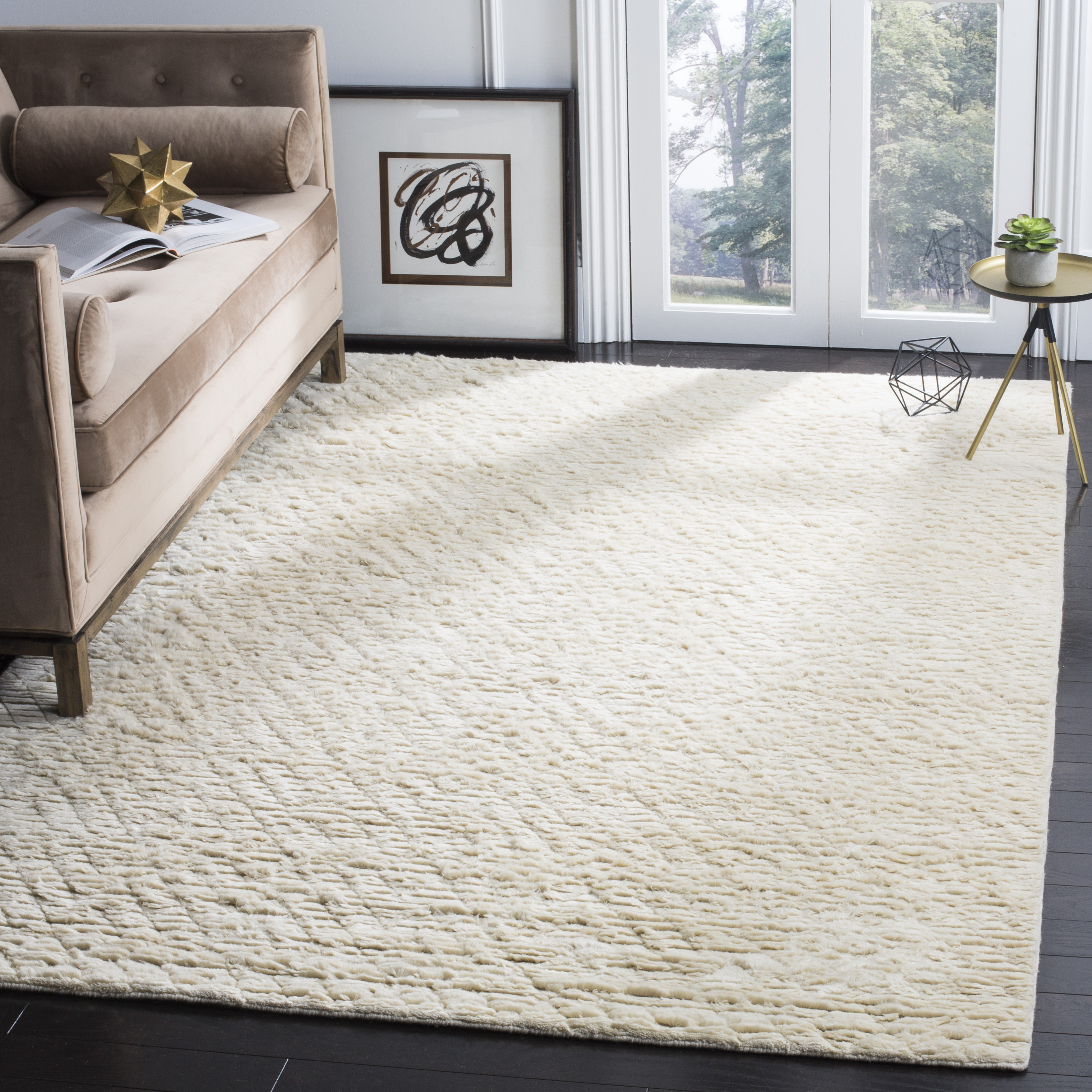 Brayden Studio® Langlois Shag Hand Tufted Wool Solid Color Rug | Wayfair