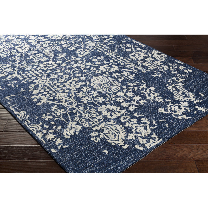 Langley Street Bergmann Handmade Wool Navy/Beige Rug & Reviews | Wayfair
