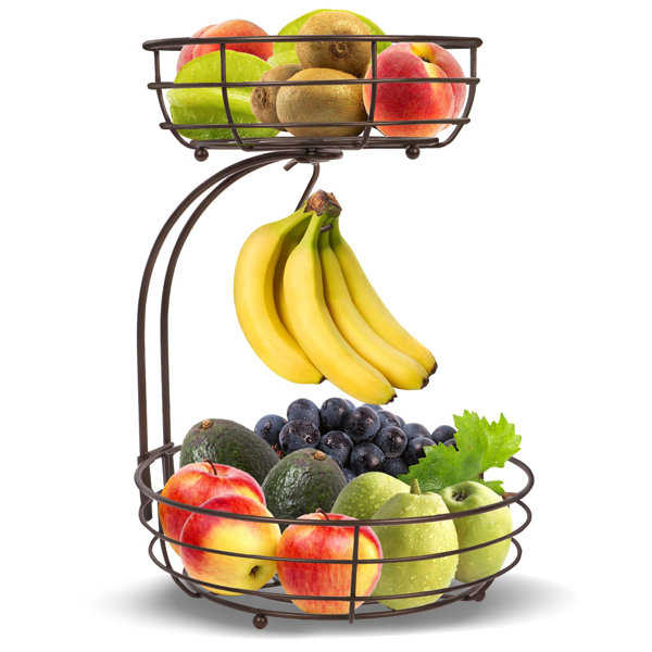 Belfry Kitchen 2-Tier Fruit Vegetables Basket Countertop Kitchen Rack ...
