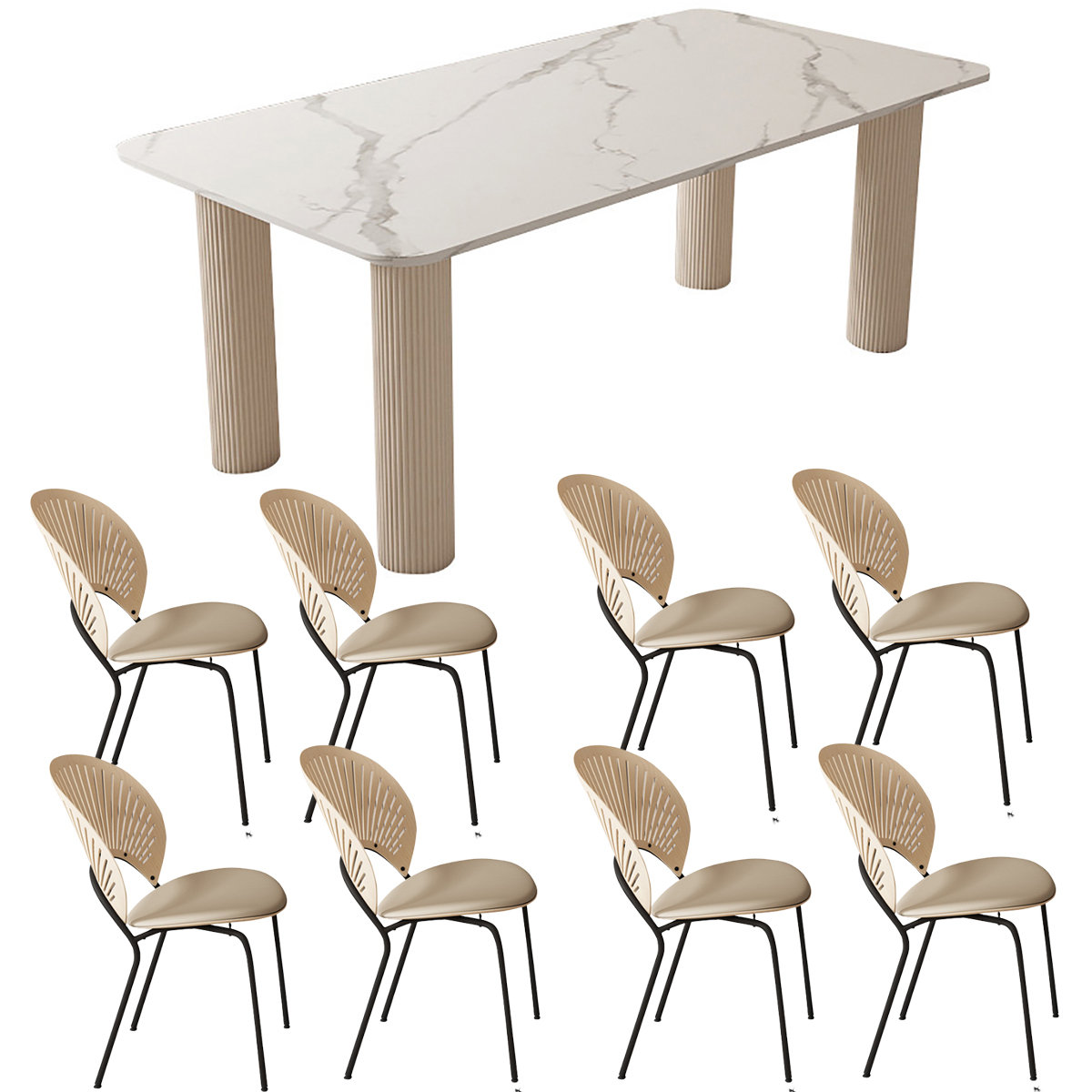 Greyleigh Glossy Rock Dining Table Rectangular 31.5'' W Dining Set ...