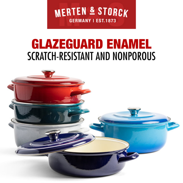 Merten and Storck German Enameled Iron, Round Dutch Oven Pot with Lid ...